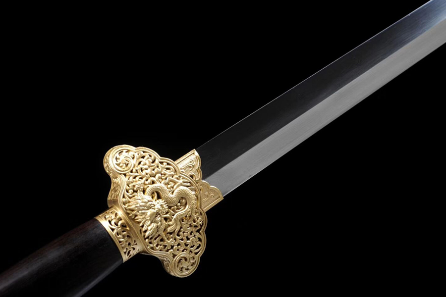 Chinese Dragon Sword Jian Damascus Folded Pattern Steel Blade Brass ...