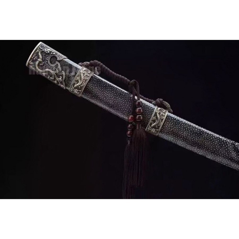 Dragon Qing Dao Sword - Clay Tempered Folded Steel, Stingray Skin ...