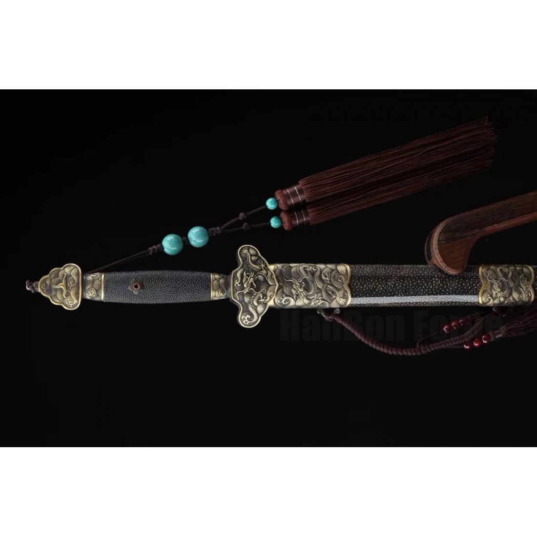 Dragon Jian Sword - Hand-Forgged Folded Steel, Stingray Skin Sheath ...