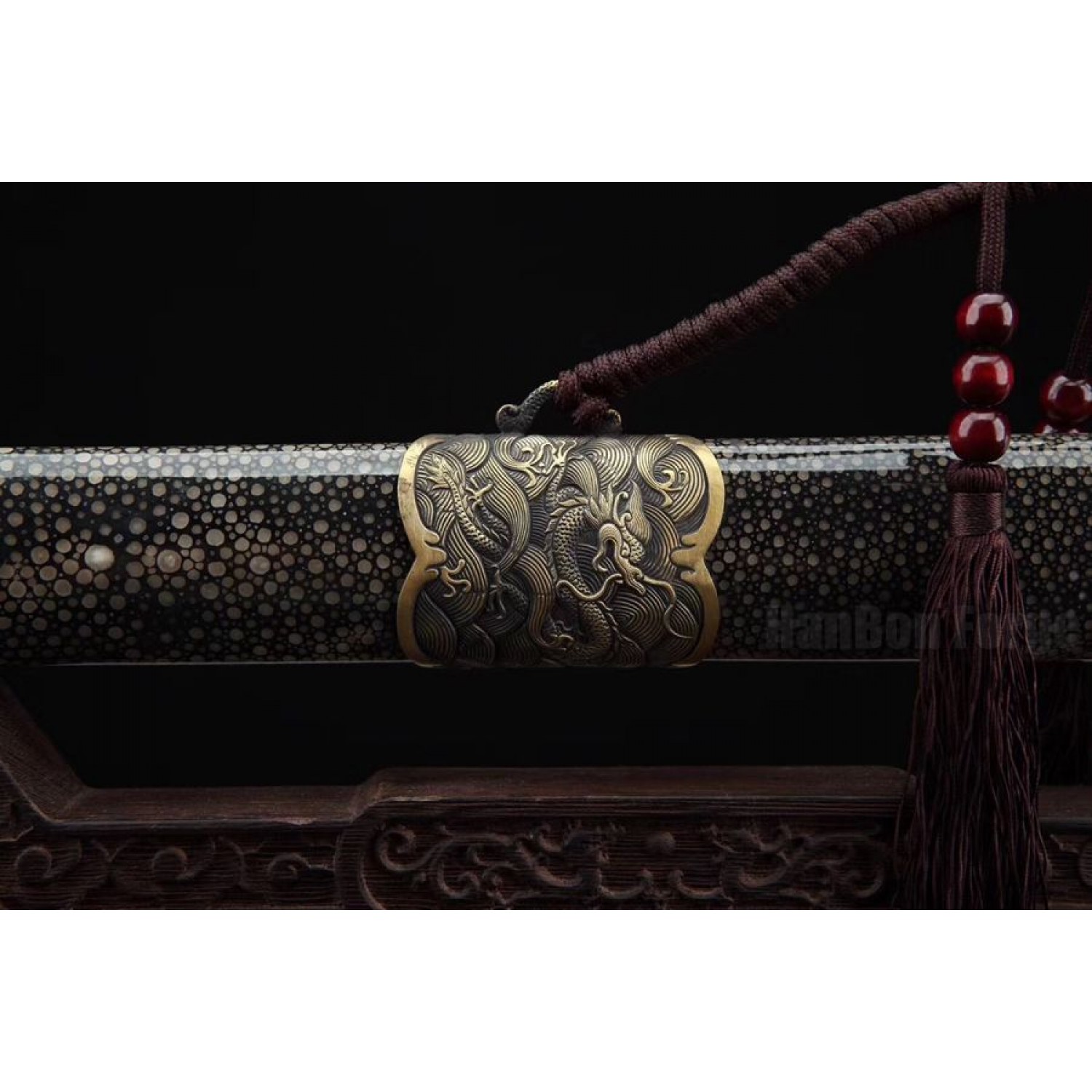 Dragon Jian Sword - Hand-Forgged Folded Steel, Stingray Skin Sheath ...