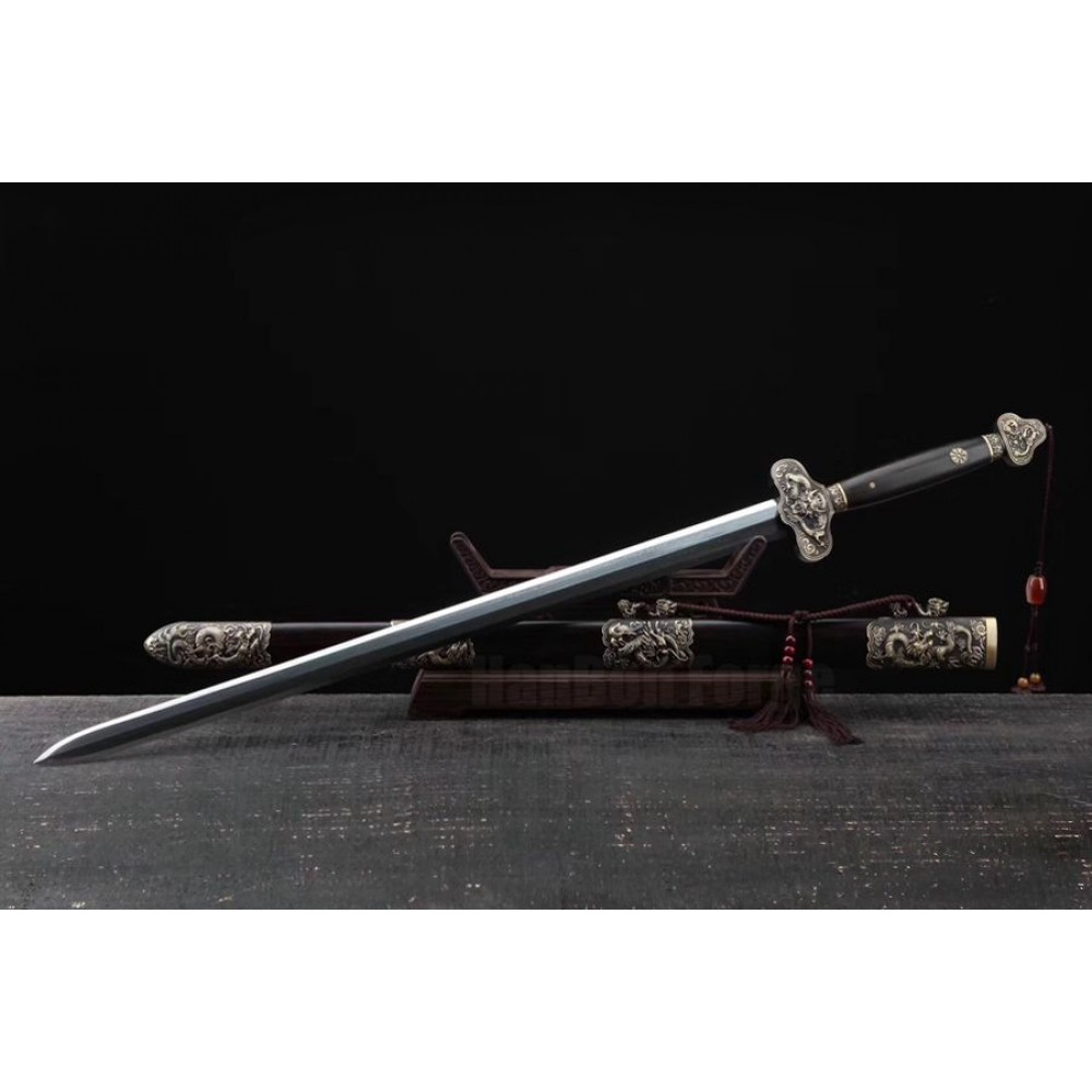 Authentic Chinese Dragon Swords Jian Damascus Steel Eight-Sided Blade ...