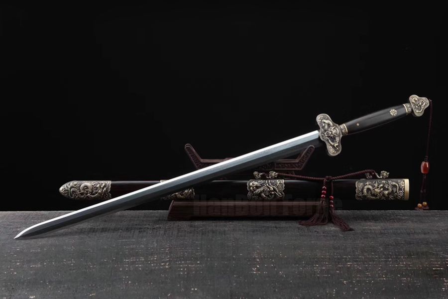 Authentic Chinese Dragon Swords Jian Damascus Steel Eight-Sided Blade ...