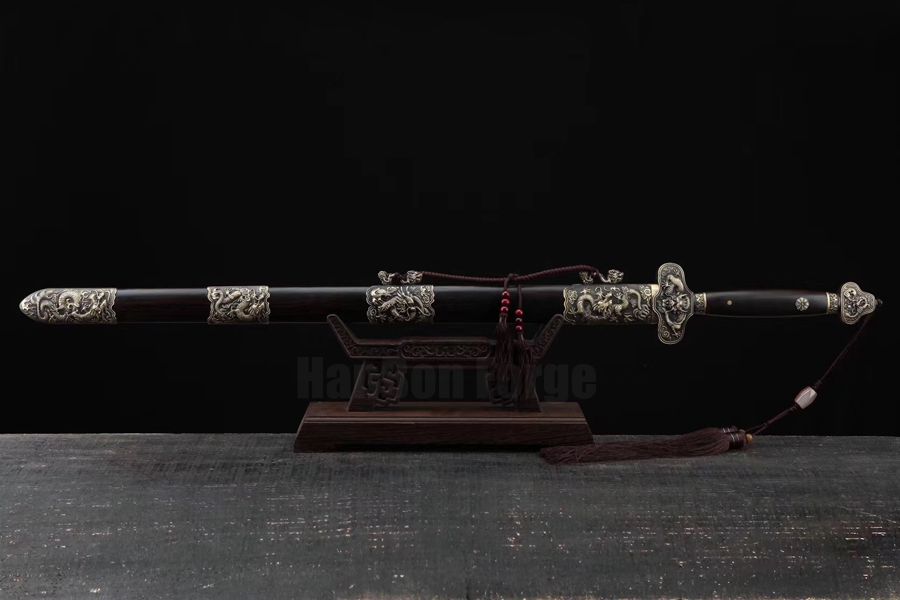 Authentic Chinese Dragon Swords Jian Damascus Steel Eight-Sided Blade ...