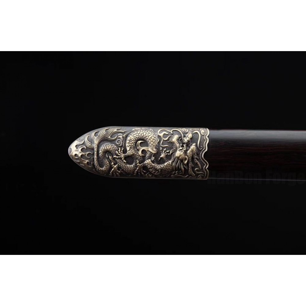 Authentic Chinese Dragon Swords Jian Damascus Steel Eight-Sided Blade ...