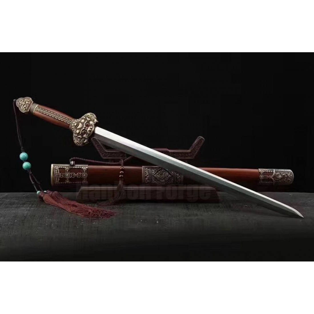 Yongle Jian Sword Replica - Clay Tempered Damascus Steel Blade | HanBon ...