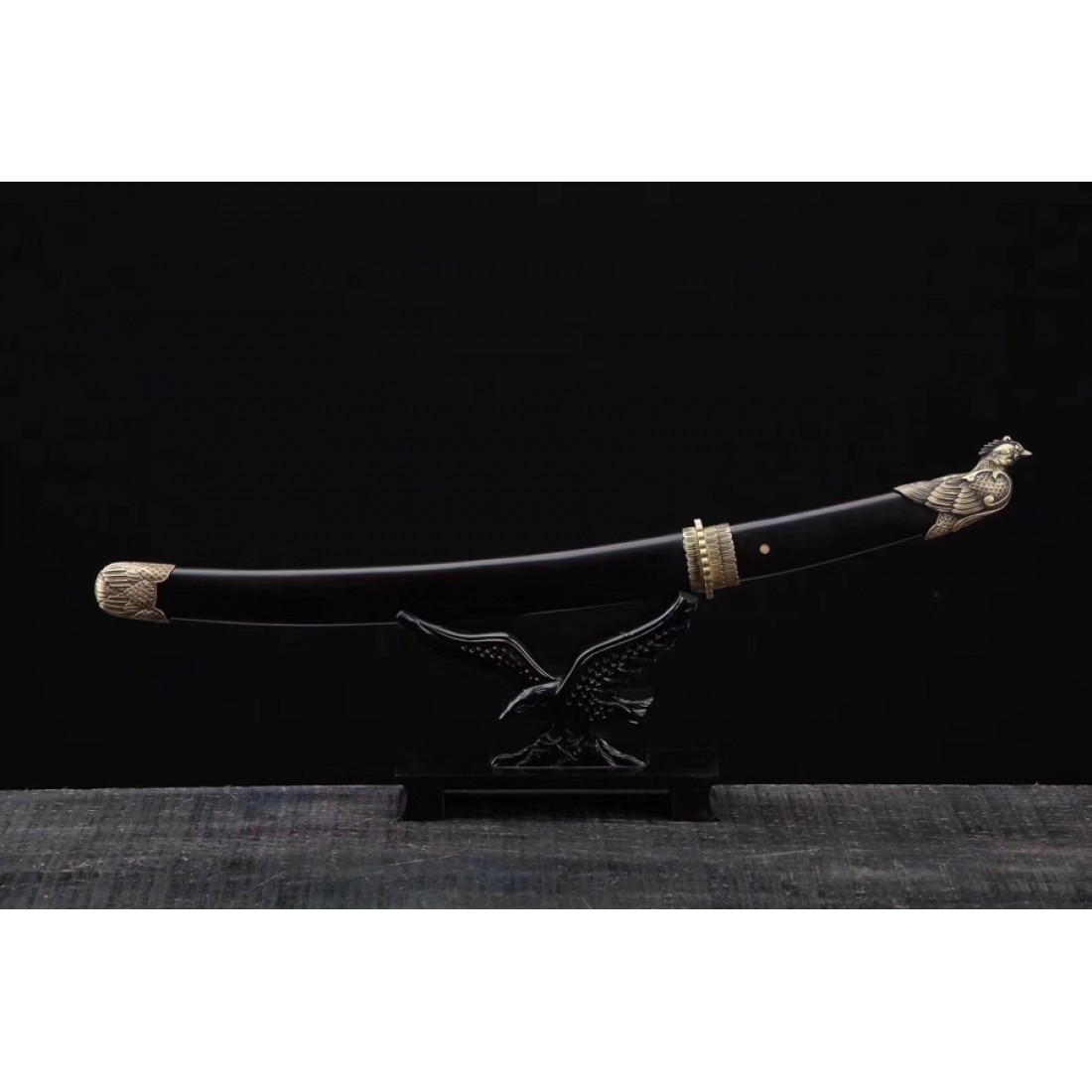 Eagle Dao Sword - Clay Tempered Damascus Steel Blade with Hazuya Polish ...
