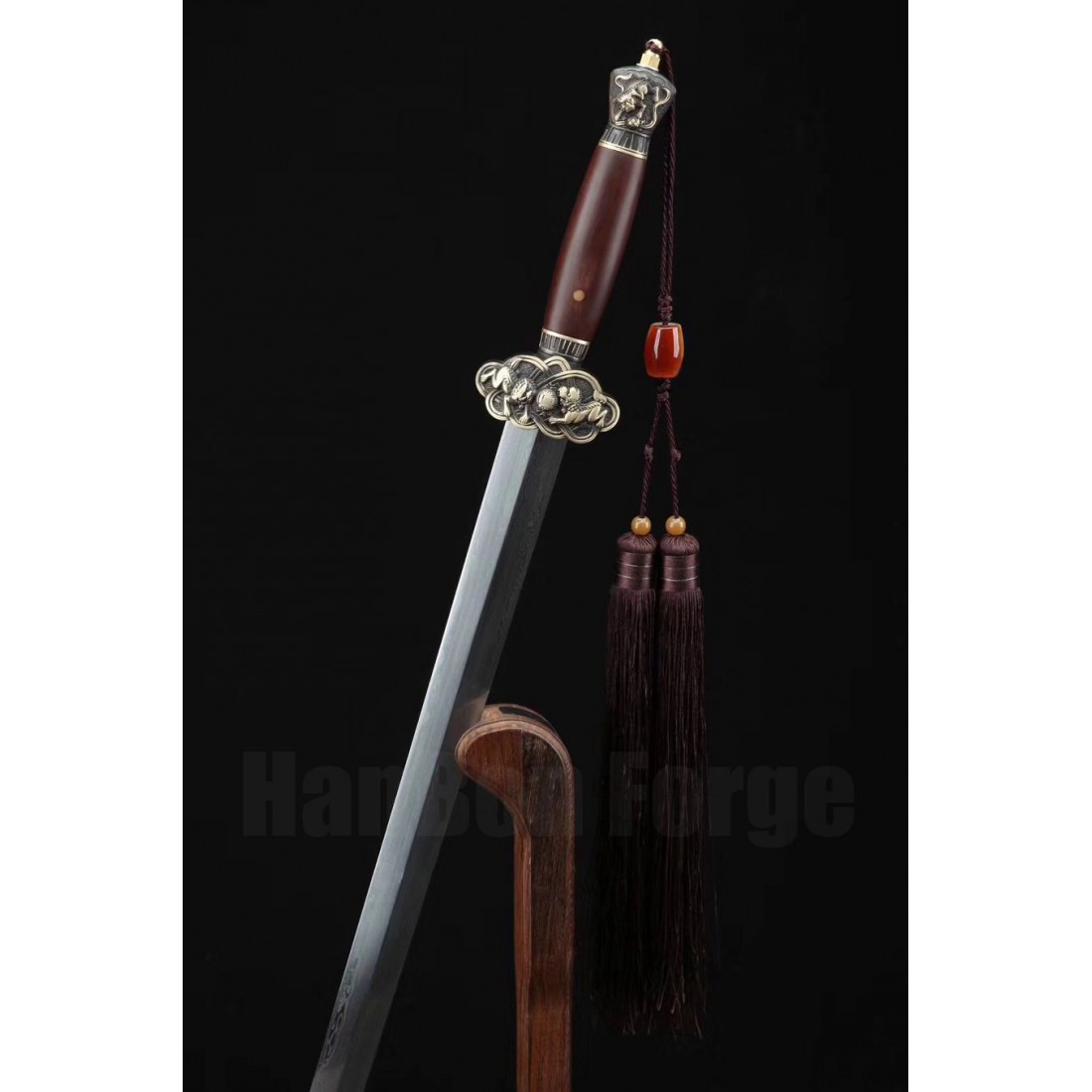 Chinese Lion Jian Sword - Damascus Folded Steel, Rosewood Scabbard ...