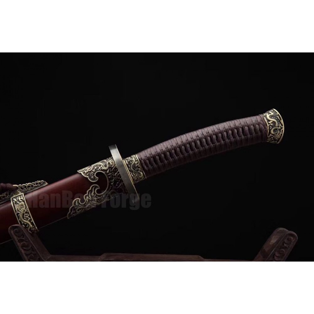 Dragon Dao Chinese Sword Damascus Folded Steel Hazuya Polishing Blade ...