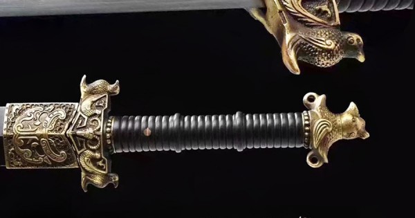 Chinese Jian Sword Damascus Folded Steel Blade Ebony Scabbard For Sale ...