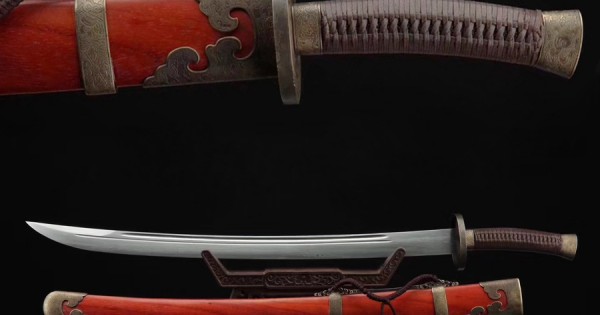 Chinese Qi Jia Dao Sword – Hand-Forged Damascus Steel Sabre with Dual Bo-Hi
