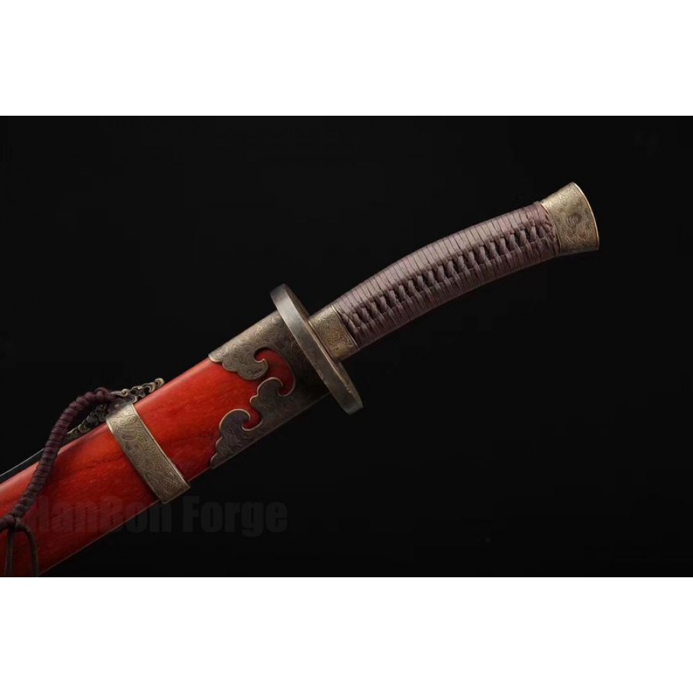 Qi Jia Dao Sword Chinese Saber Damascus Steel Blade Fighting FOR SALE