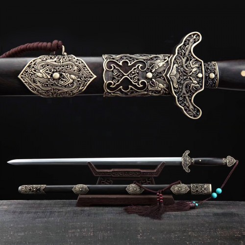 Chinese Dragon Jian Sword - Damascus Folded Steel | HanBon Forge
