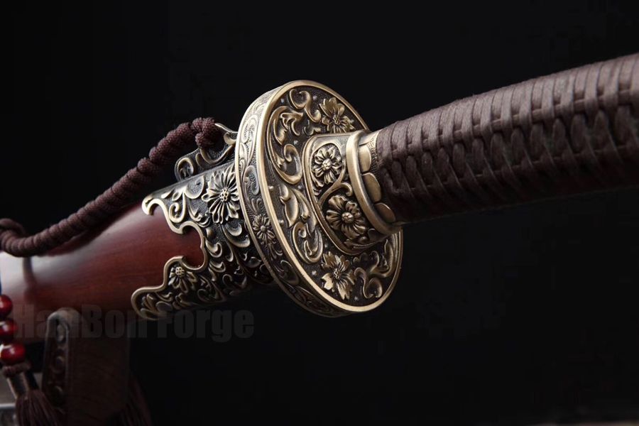 Chinese Sword Chrysanthemum Qing Dao Fine Hazuya Polish Damascus Steel ...
