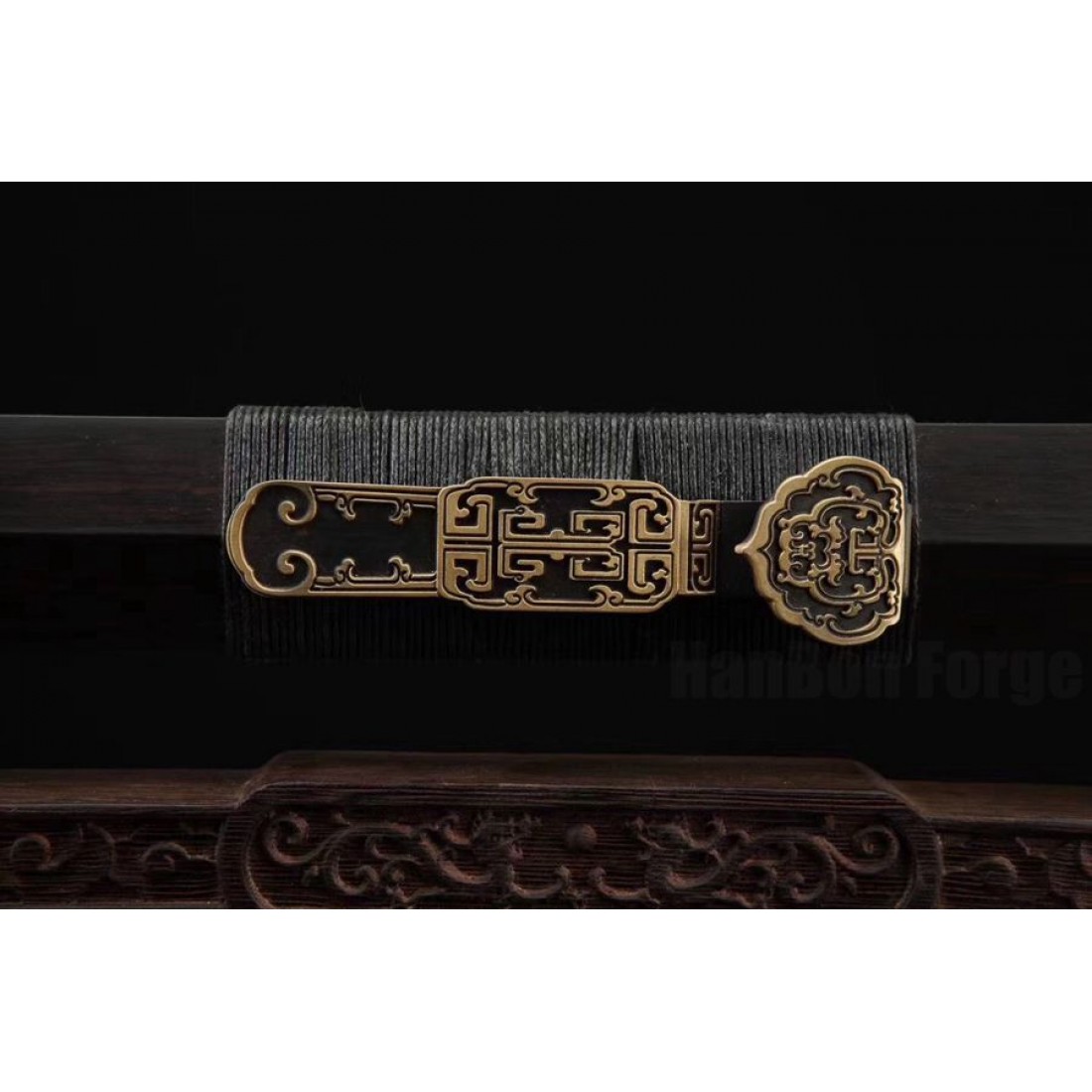 Chinese Han Jian Sword - Damascus Folded Steel, Ebony Sheath | HanBon Forge