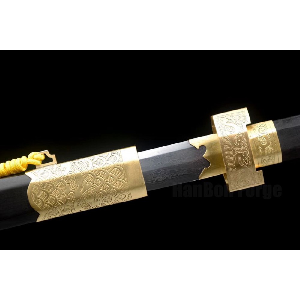 Famous Chinese Ganjiang Sword Jian Damascus Steel 12 Processes Hazuya ...