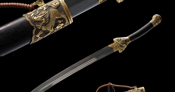 Qilin Qing Dao Sword - Damascus Folded Steel & Brass Fittings | HanBon ...
