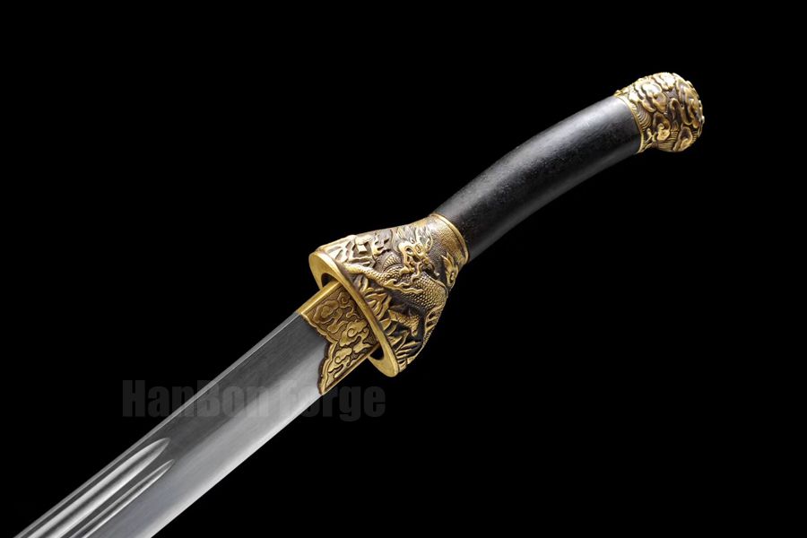 Chinese Qilin Kirin Qing Dao Sword Damascus Folded Steel Hand Polish Blade