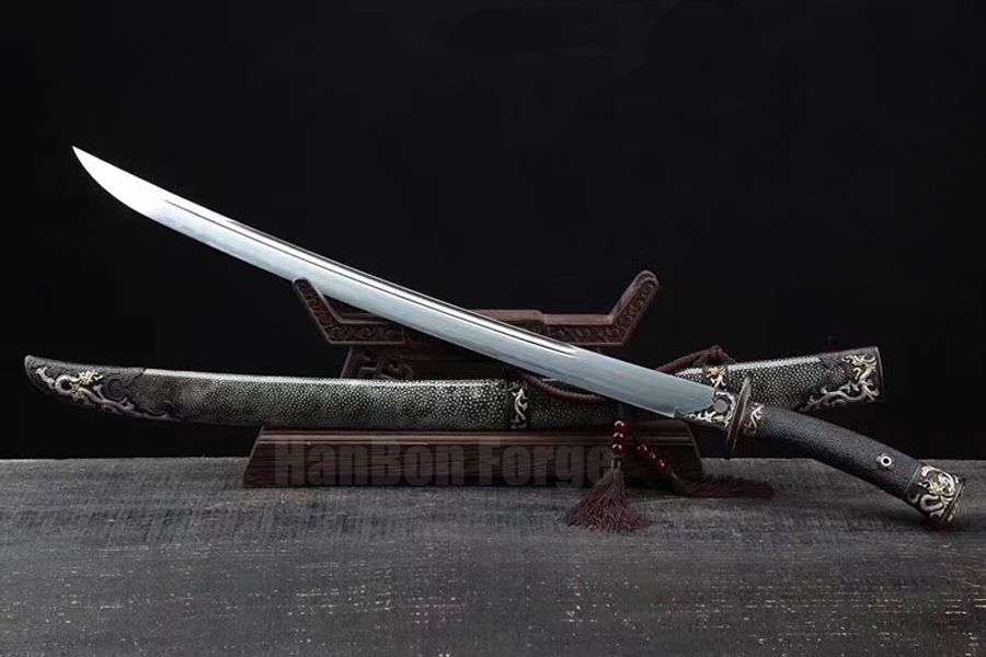 Dragon Dao Sword Chinese Sabre Folded Steel Hazuya Polish Blade Genuine ...
