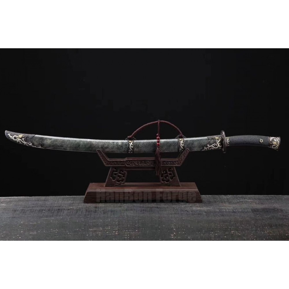 Dragon Dao Sword Chinese Sabre Folded Steel Hazuya Polish Blade Genuine ...
