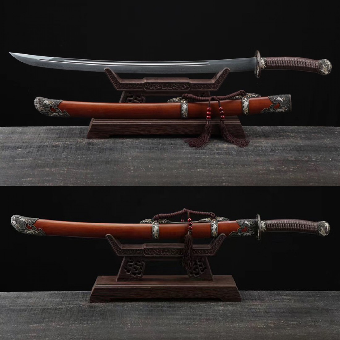 Chinese Qilin Treasure Sword | Hand-Forged Folded Pattern Steel with ...