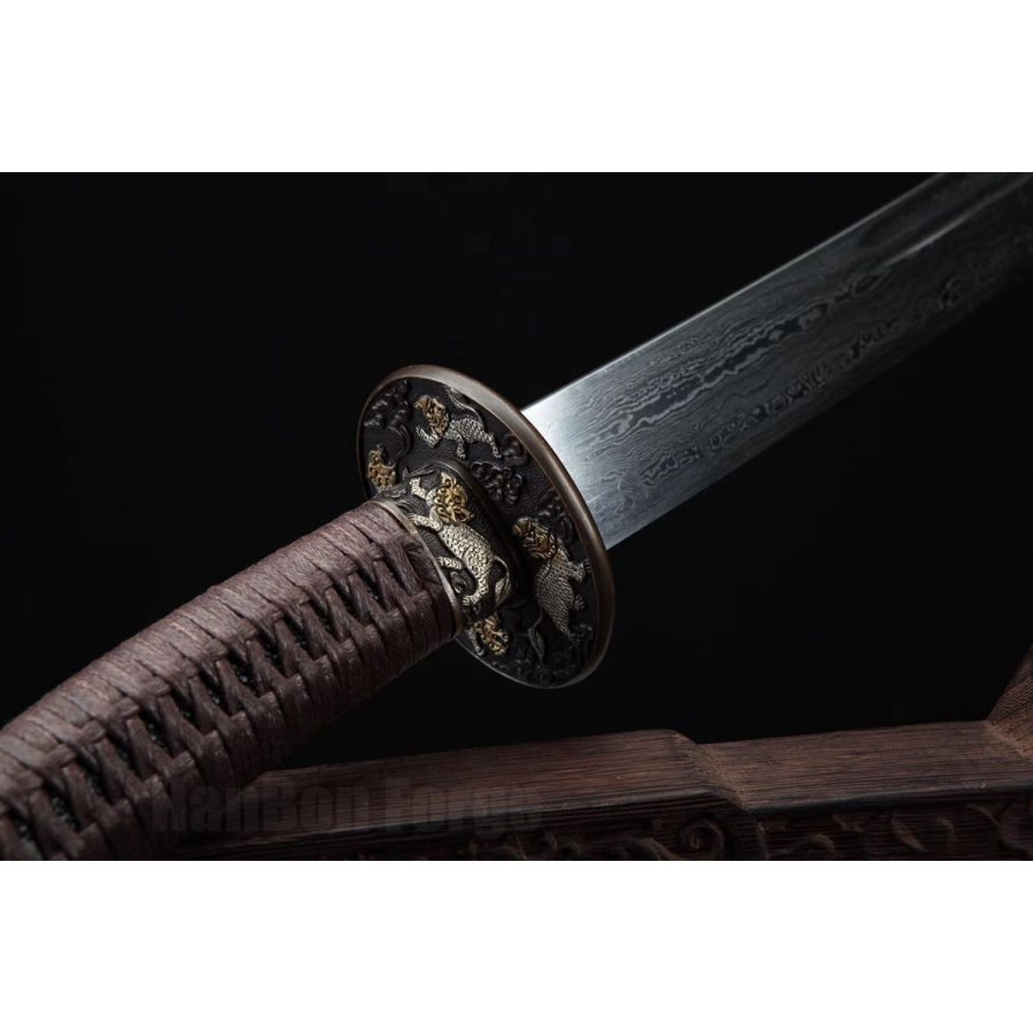Chinese Qilin Treasure Sword | Hand-Forged Folded Pattern Steel with ...