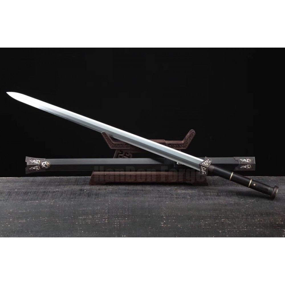 Handmade Han Jian Sword – Folded Steel Blade with Copper Dragon Fittings