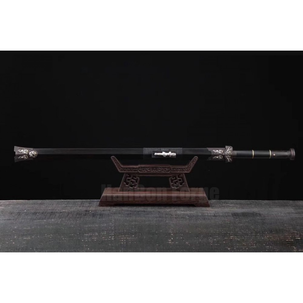Handmade Han Jian Sword – Folded Steel Blade with Copper Dragon Fittings