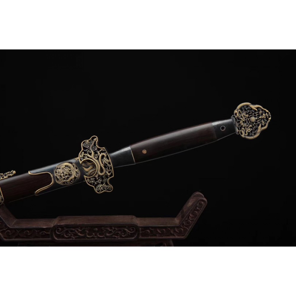 Ming Gong Jian Chinese Sword Folded Steel Blade Full Tang Ebony ...
