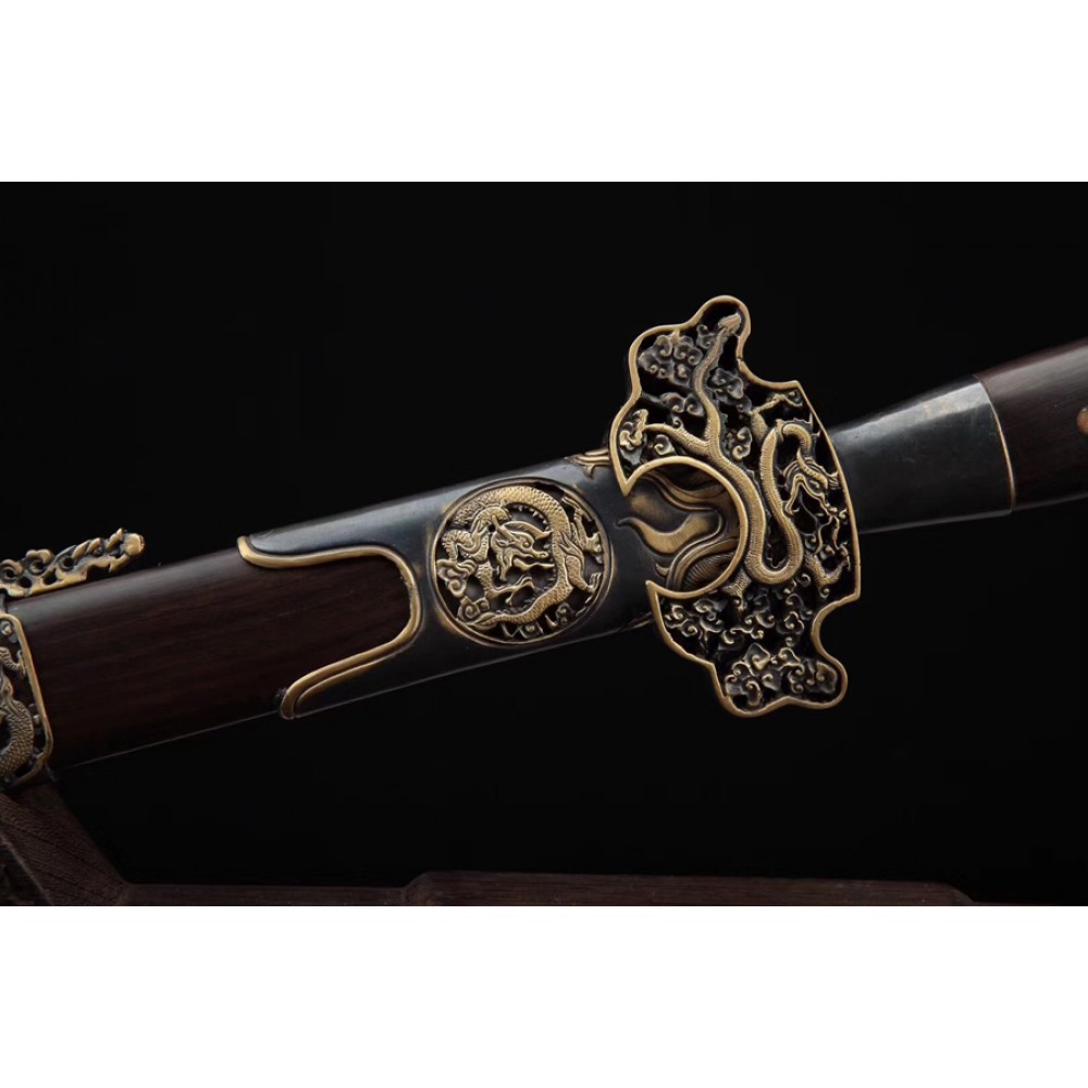 Ming Gong Jian Chinese Sword Folded Steel Blade Full Tang Ebony ...