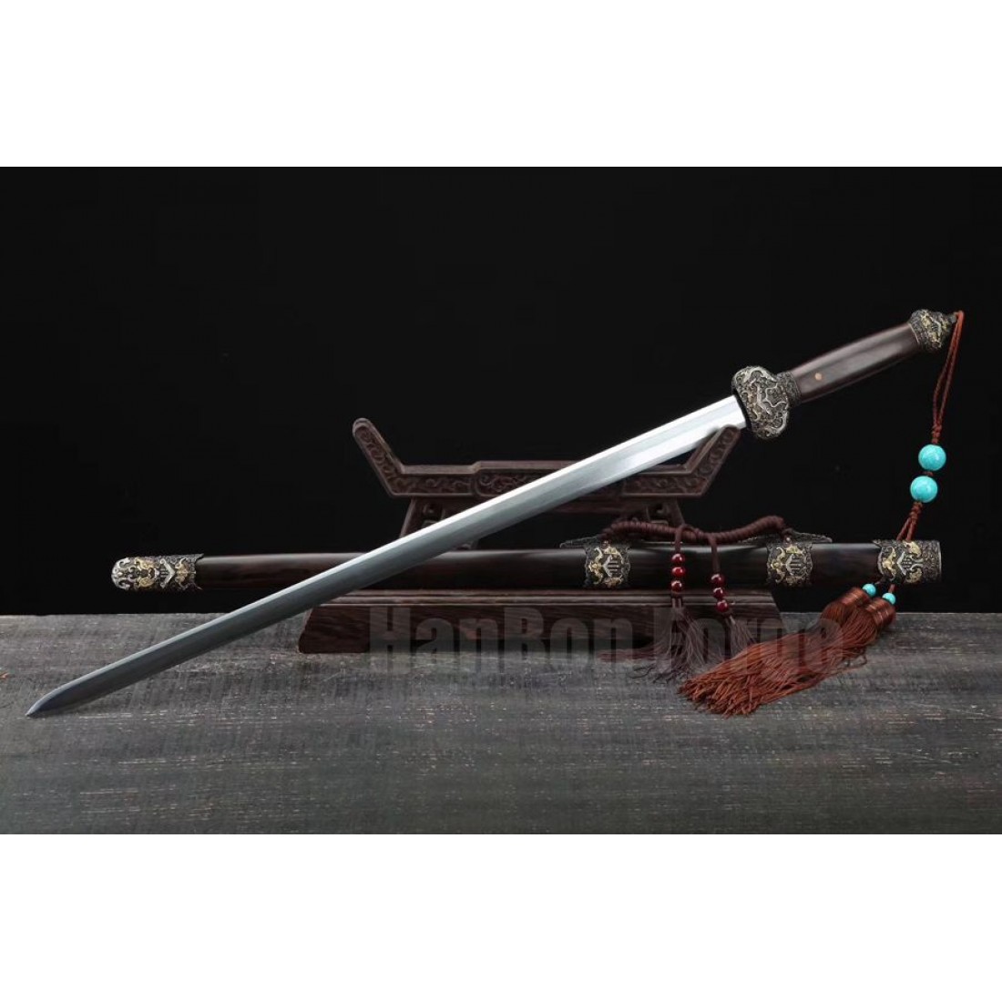 Chinese Sword Jian Tricolor Copper Damascus Folded Steel Hand Polish ...