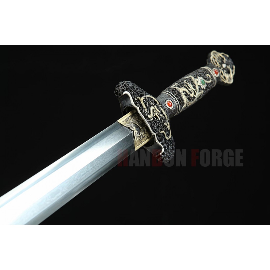 Chinese Dragon God Jian Sword - Clay Tempered Pattern Steel | HanBon Forge