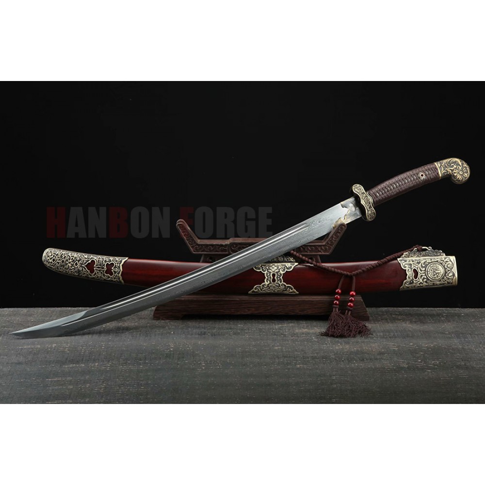 Chinese Sword Hanyue Qing Dynasty Dao Fully Handmade Pattern Steel Clay ...