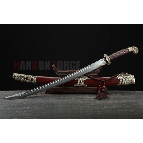 Chinese Dao Sword Three Colors Copper Folded Pattern Steel Full Tang ...