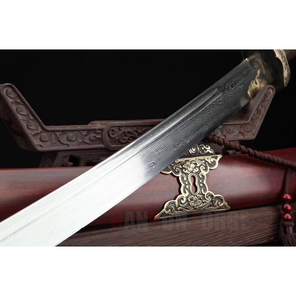Chinese Sword Hanyue Qing Dynasty Dao Fully Handmade Pattern Steel Clay ...