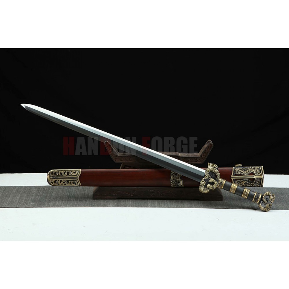 Chinese Juyuan Jian Sword Pattern Steel Clay Tempered Full Tang ...