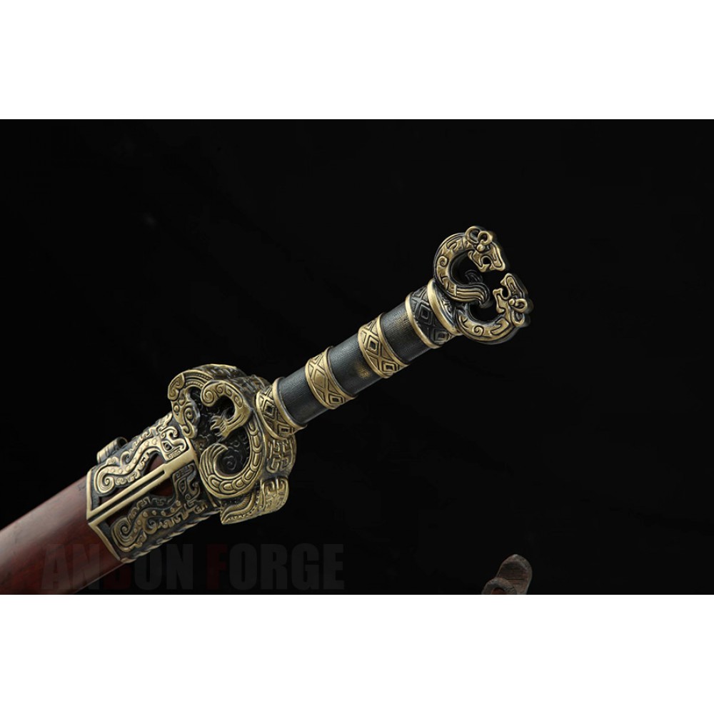Chinese Juyuan Jian Sword Pattern Steel Clay Tempered Full Tang ...