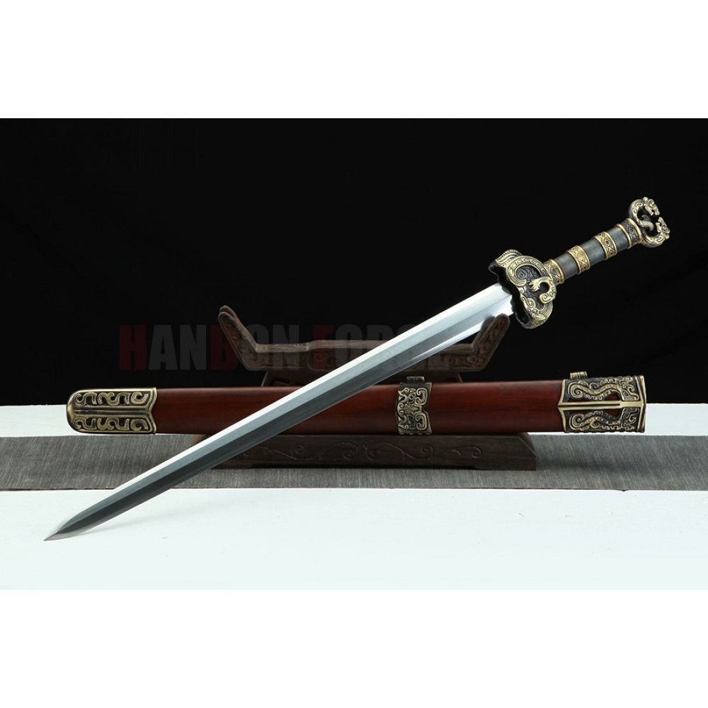 Chinese Juyuan Jian Sword Pattern Steel Clay Tempered Full Tang ...