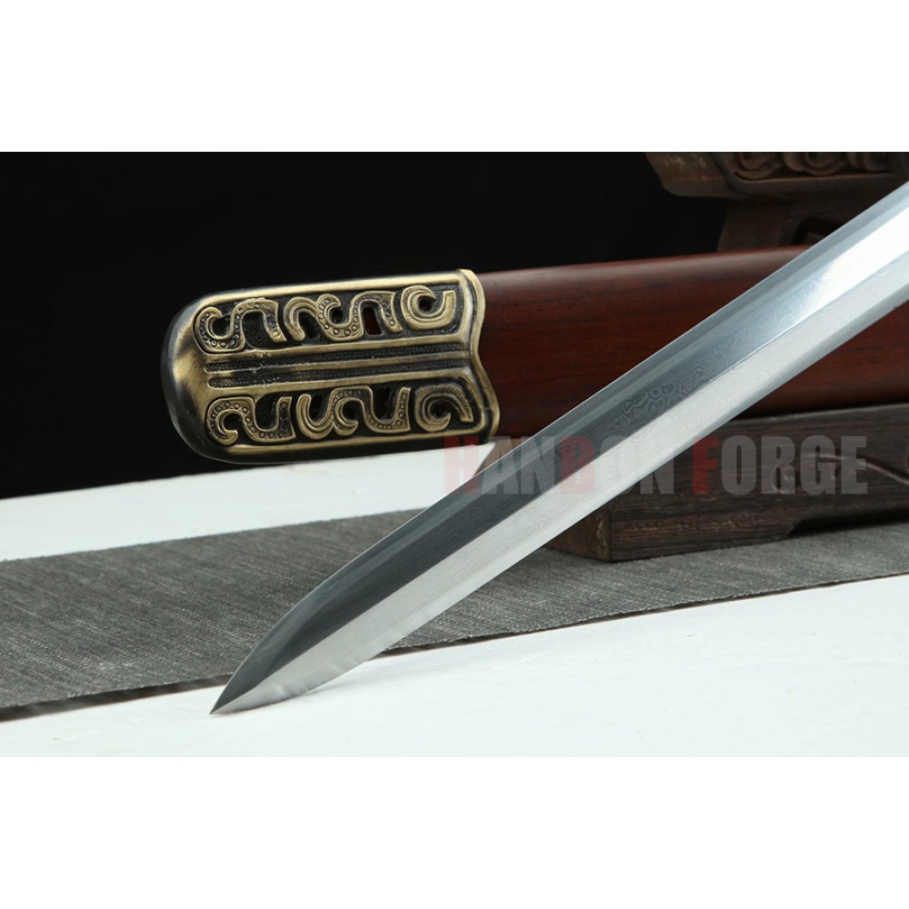 Chinese Juyuan Jian Sword Pattern Steel Clay Tempered Full Tang ...