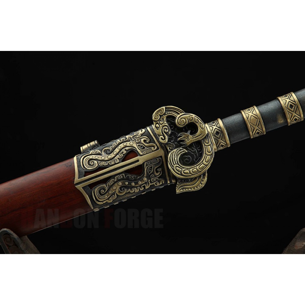 Chinese Juyuan Jian Sword Pattern Steel Clay Tempered Full Tang ...