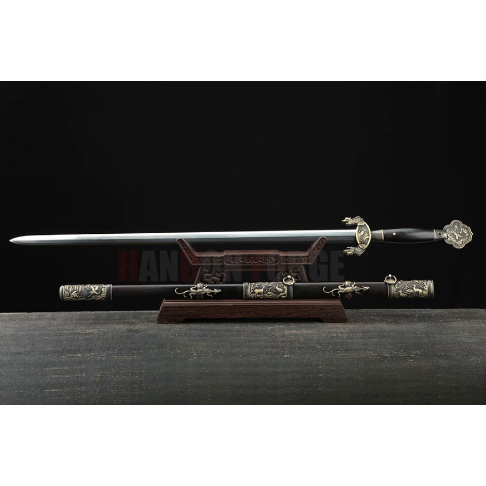 Chinese Xiangrui Jian Auspicious Sword Folded Pattern Steel Clay ...