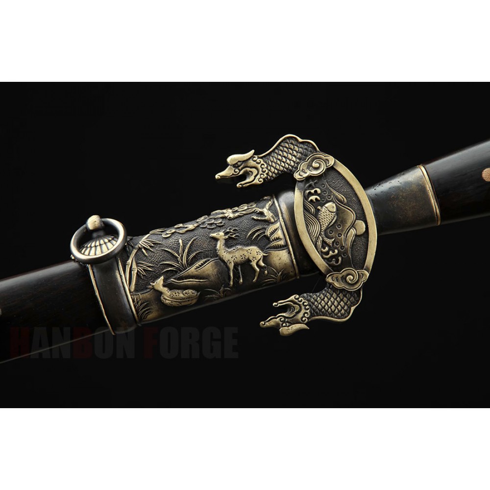 Chinese Xiangrui Jian Auspicious Sword Folded Pattern Steel Clay ...