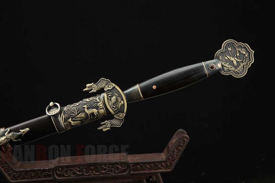 Chinese Xiangrui Jian Auspicious Sword Folded Pattern Steel Clay ...