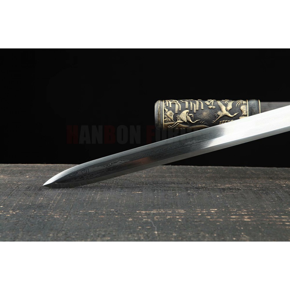 Chinese Xiangrui Jian Auspicious Sword Folded Pattern Steel Clay ...