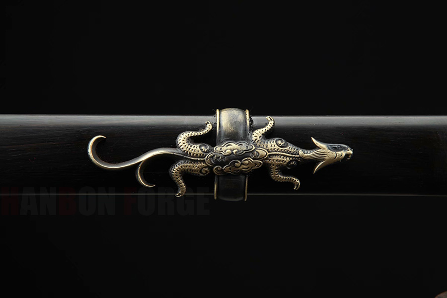 Chinese Xiangrui Jian Auspicious Sword Folded Pattern Steel Clay ...