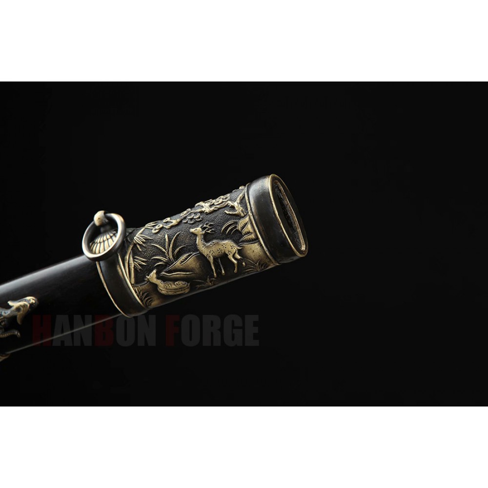 Chinese Xiangrui Jian Auspicious Sword Folded Pattern Steel Clay ...