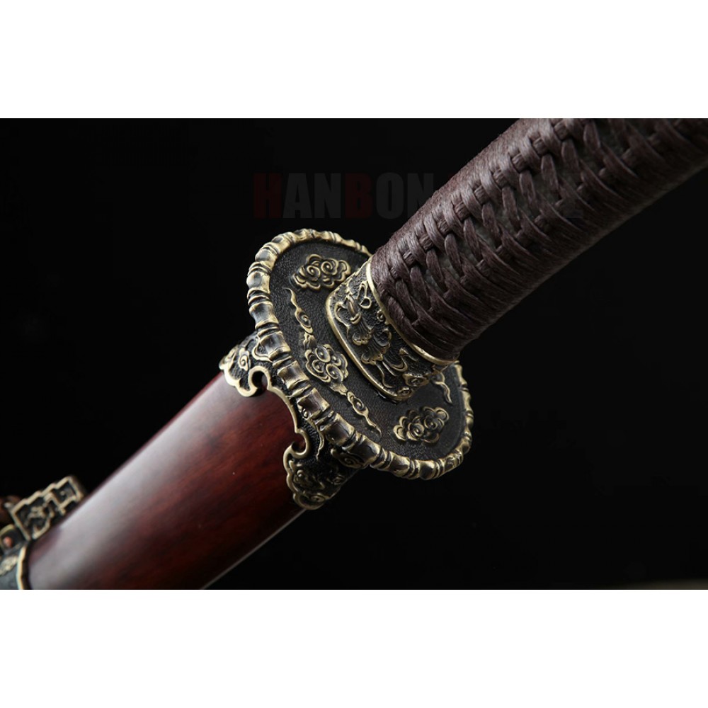 Folded Pattern Steel Clay Tempered Blade Chinese Eight Immortals Dao Sword