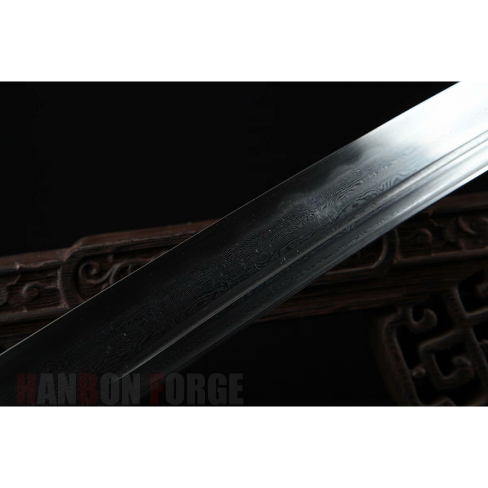 Folded Pattern Steel Clay Tempered Blade Chinese Eight Immortals Dao Sword