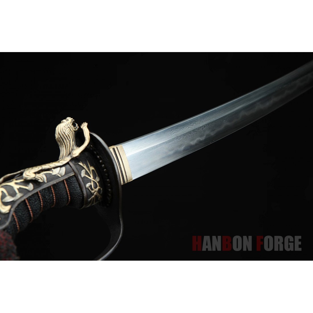 Hand Forged Japanese Saber fully rayskin saya clay tempered blade brass ...