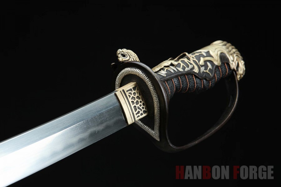 Hand Forged Japanese Saber fully rayskin saya clay tempered blade brass ...