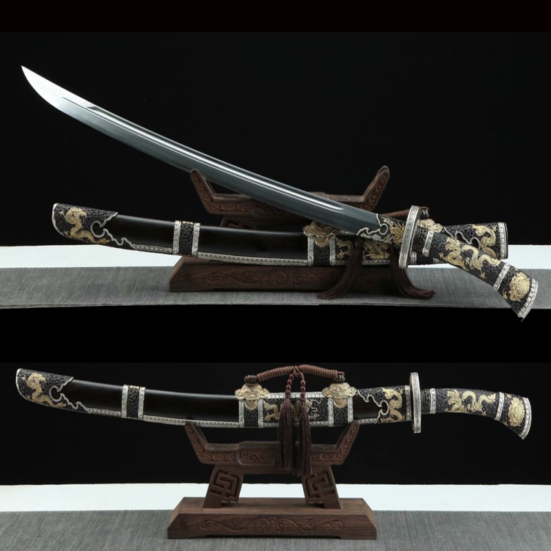 Chinese Dao Sword Three Colors Copper Folded Pattern Steel Full Tang ...